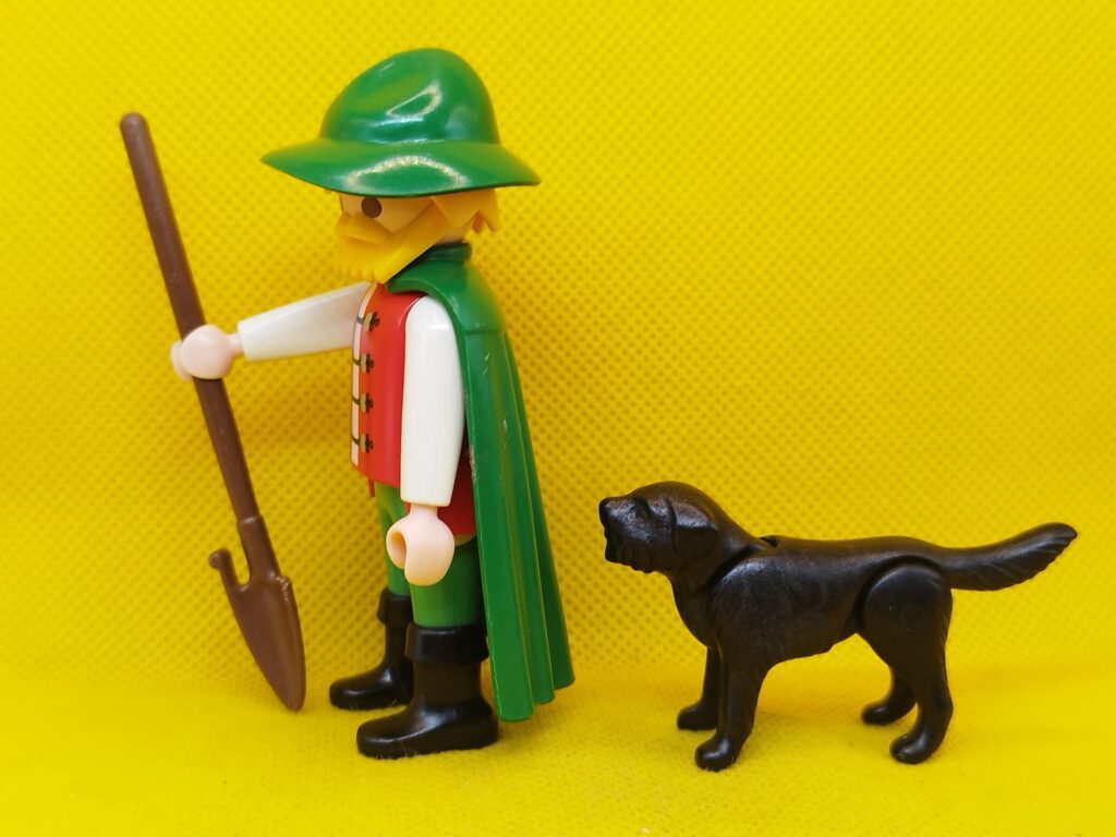 Playmobil Pastor medieval con capa verde y perro - Colecciones de ocasión